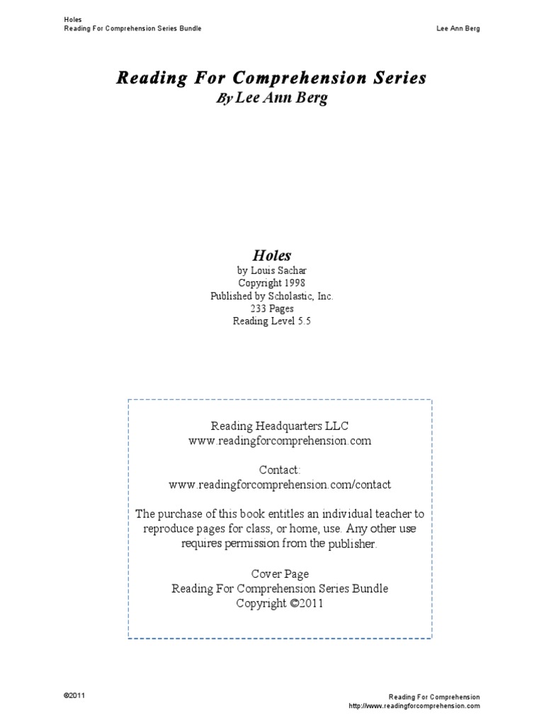 Holes Reading Comprehension | PDF | Reading Comprehension