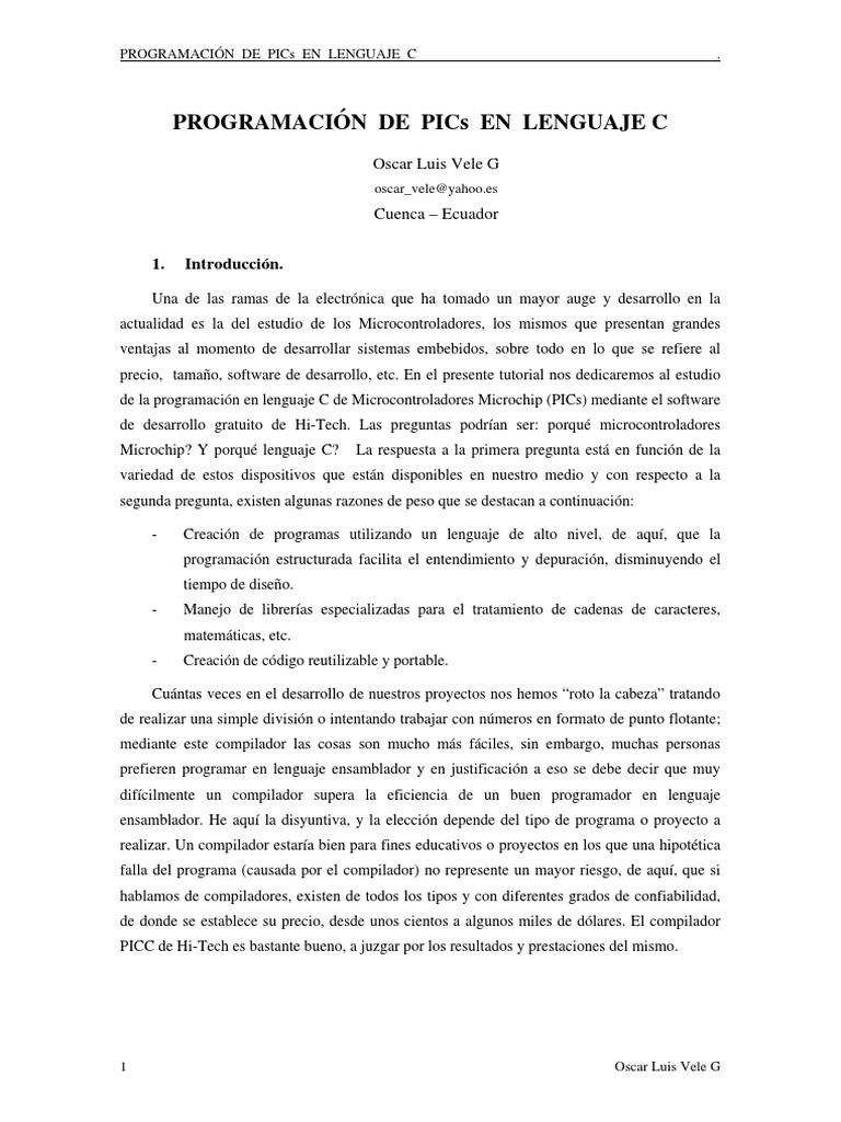Tutorial - Hi - Tech. Mplab Programacion Microcontroladores | PDF | Programa de computadora ...