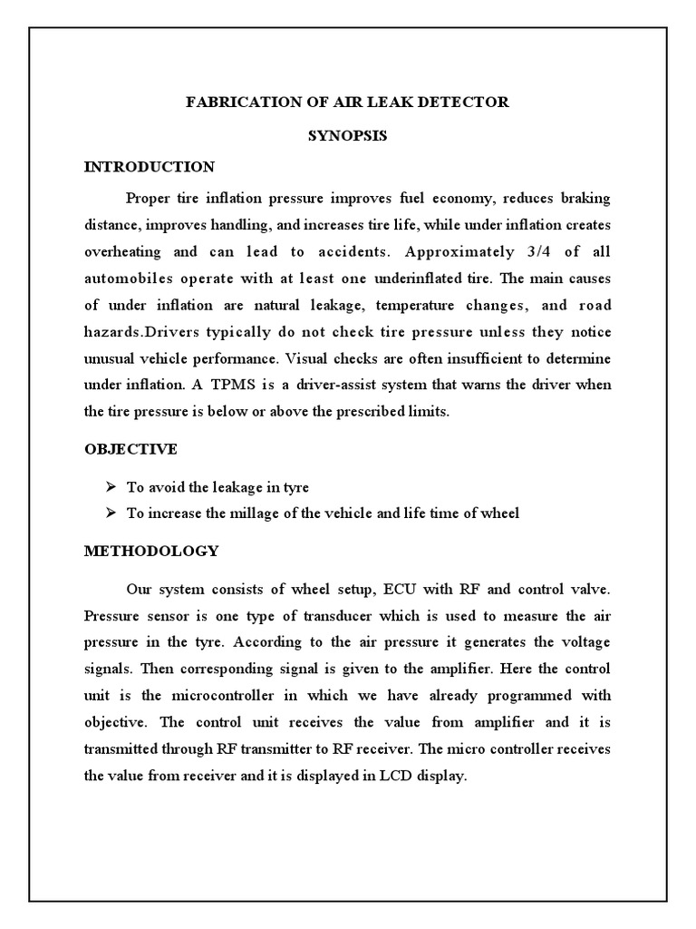 Fabrication of Air Leak Detector | PDF