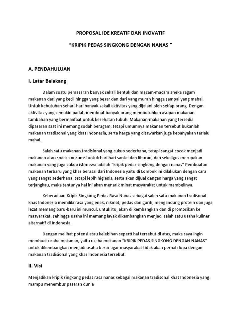 Proposal Ide Kreatif Dan Inovatif 1 | PDF
