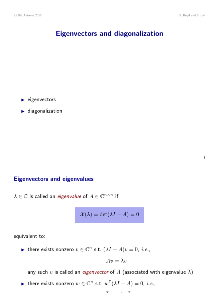 Eigenvectors and Diagonalization | PDF | Eigenvalues And Eigenvectors | Numerical Analysis