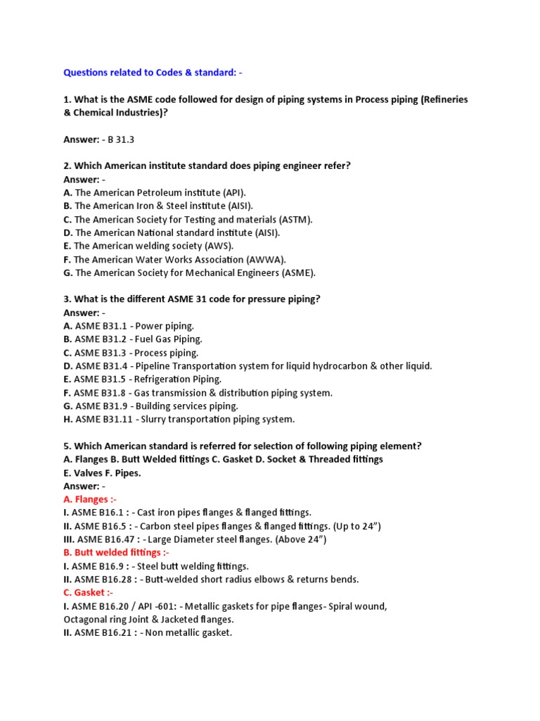 Questions Related To Codes | PDF | Pipe (Fluid Conveyance) | Valve