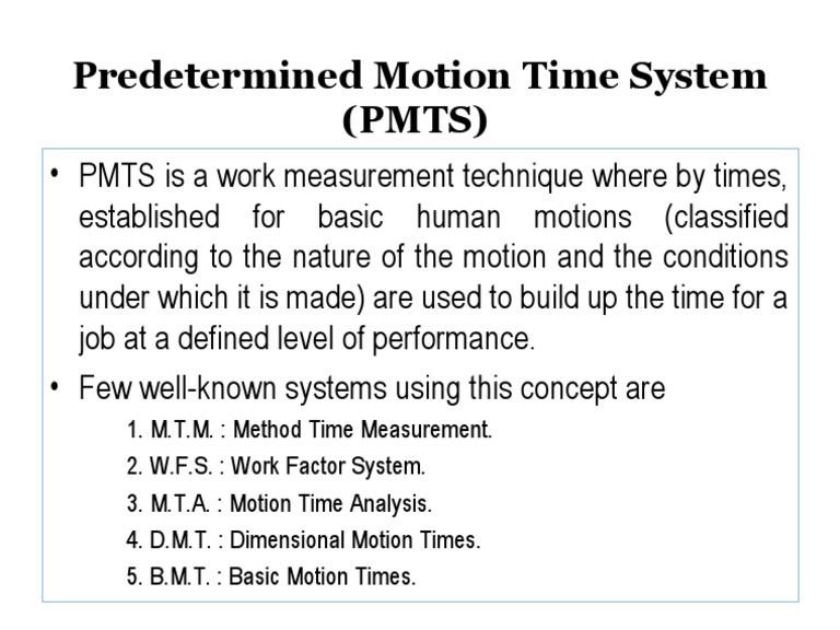 An Introduction to Predetermined Motion Time Systems and Common ...