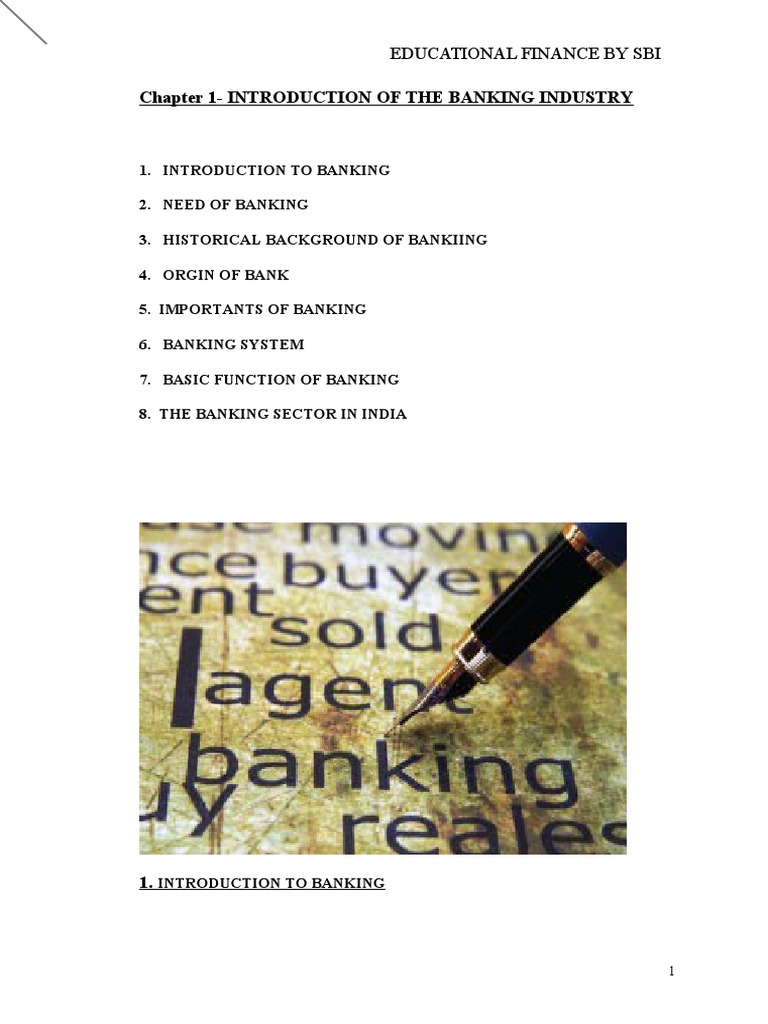 Chapter 1-Introduction of The Banking Industry: Educational Finance by ...