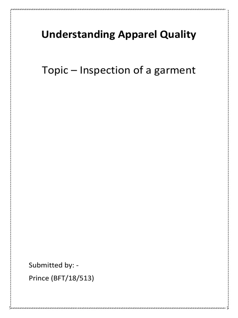 Understanding Apparel Quality: Topic - Inspection of A Garment | PDF ...