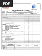 Pre-Pouring Concrete Checklist | PDF | Concrete | Structural Engineering