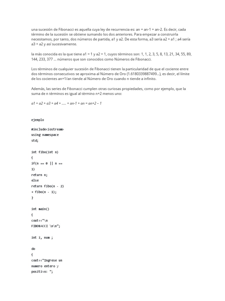 Serie Fibonacci | PDF