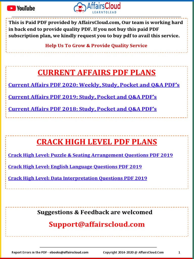 Current Affairs May 1 2020 PDF by AffairsCloud | PDF | Business ...