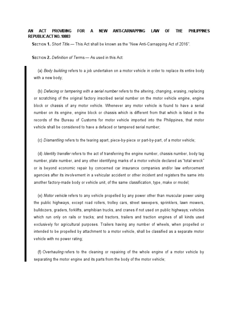 Anti-Carnapping Law Explained | PDF | Carjacking | Vehicles