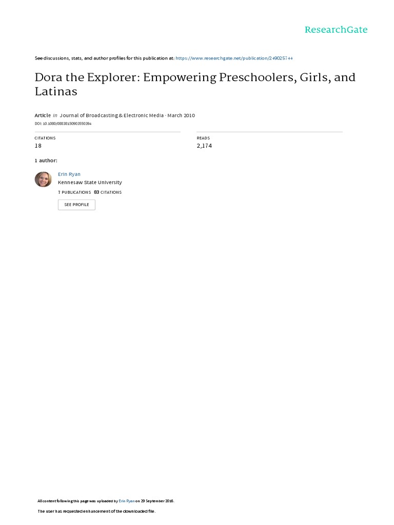 Dora The Explorer Empowering Preschoolers Girls An PDF | PDF