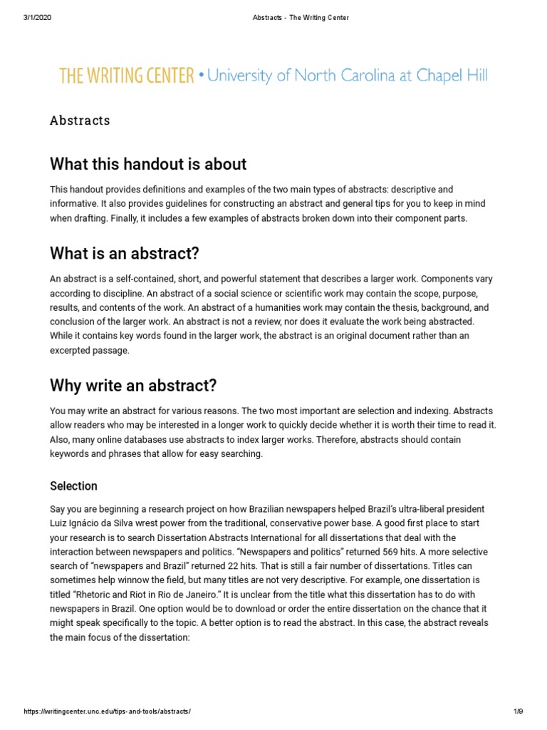 What This Handout Is About: Abstracts | PDF | Abstract (Summary ...