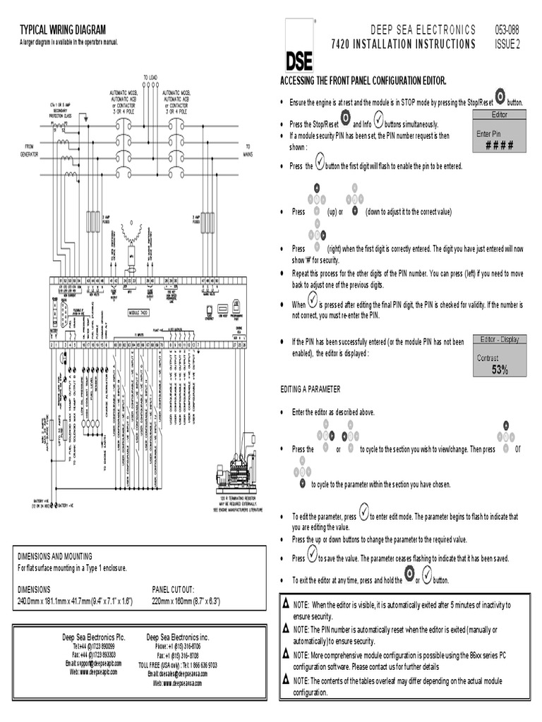 Typical Wiring Diagram: Deep Sea Electronics 053-088 Issue 2 | PDF | Mains Electricity ...
