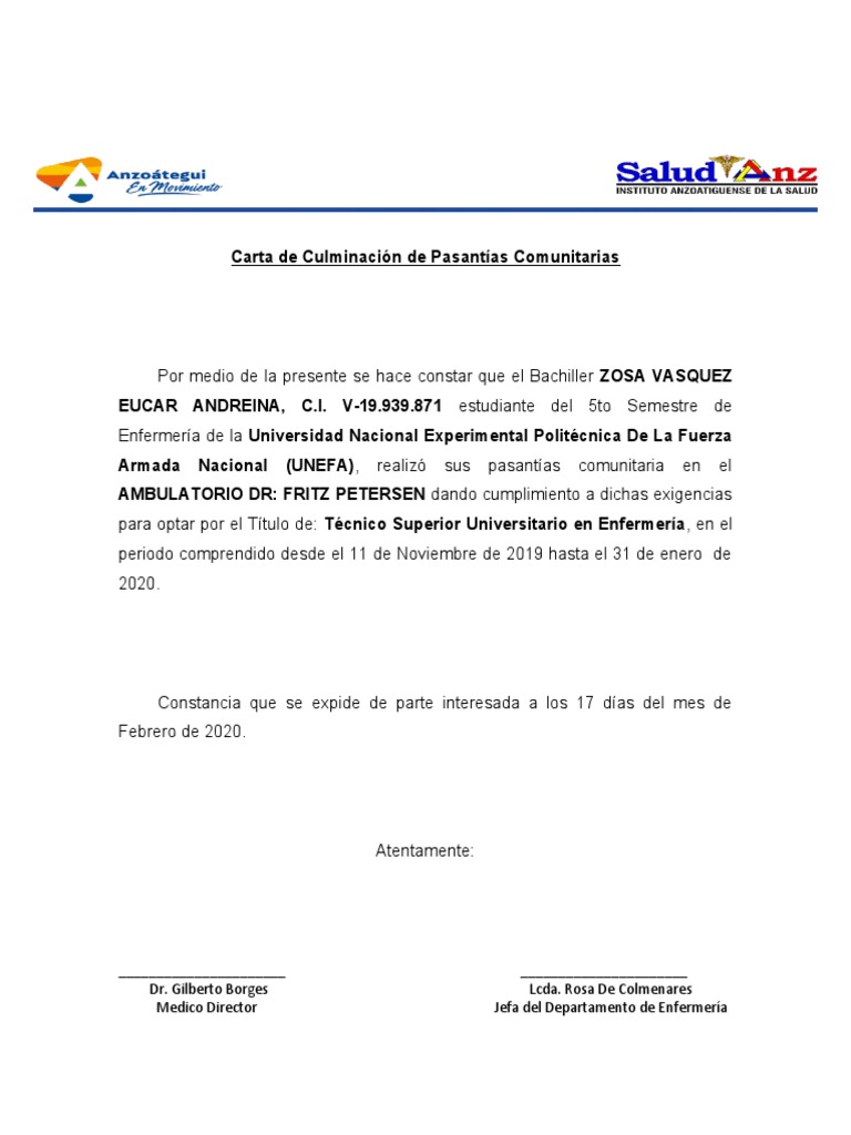 Carta de Culminacion | PDF