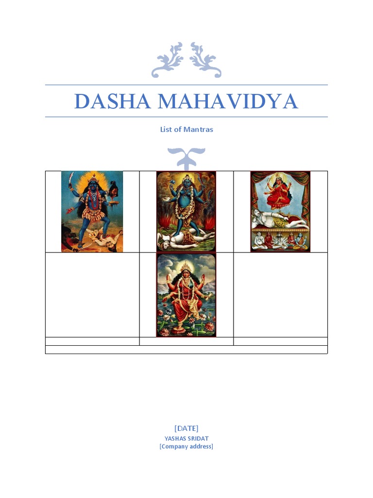 Dasha Mahavidya Mantras List | PDF | Religion & Spirituality