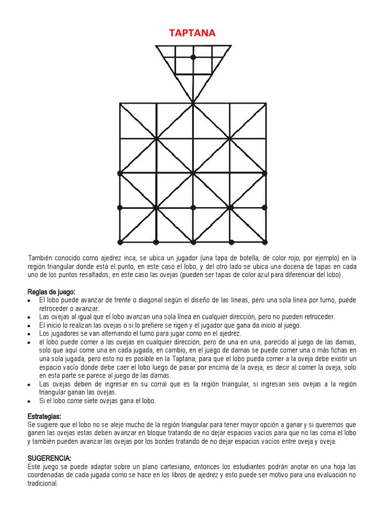 Juego Taptana | PDF | Ajedrez | Juegos y actividades
