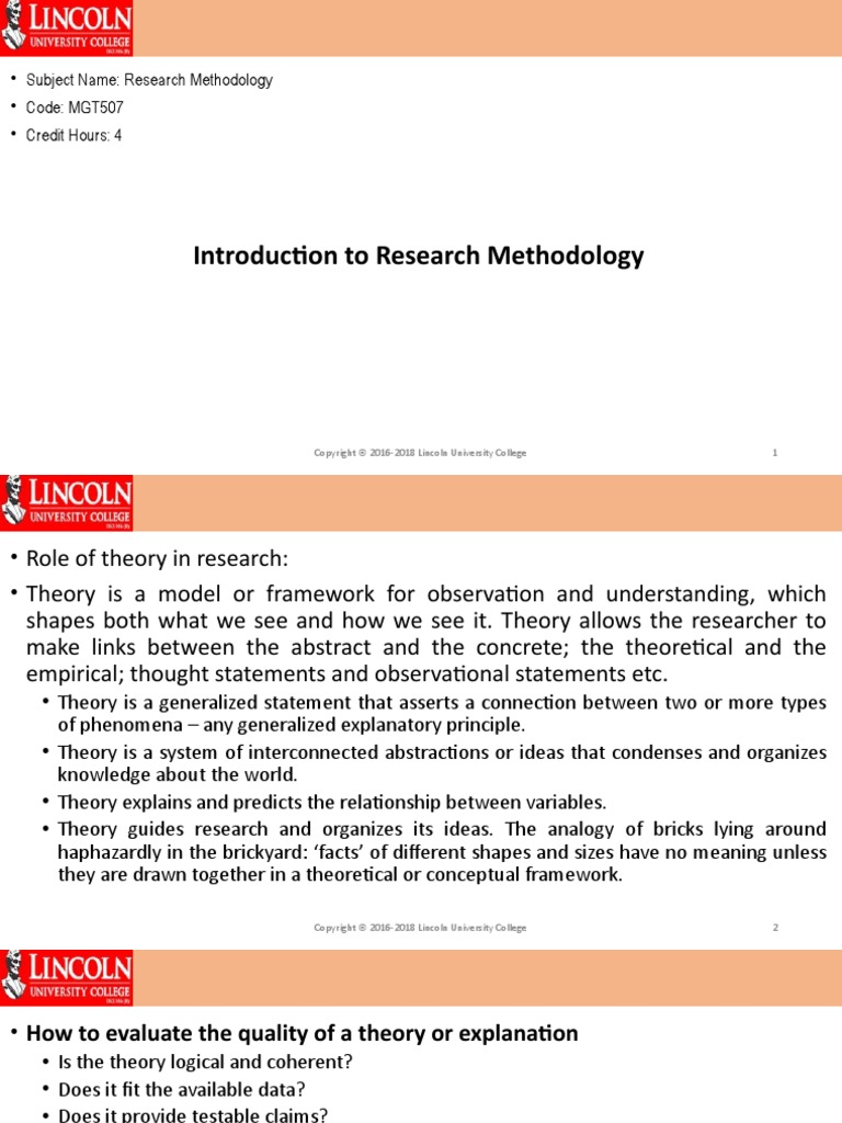 Introduction To Research Methodology: - Subject Name: Research Methodology - Code: MGT507 ...