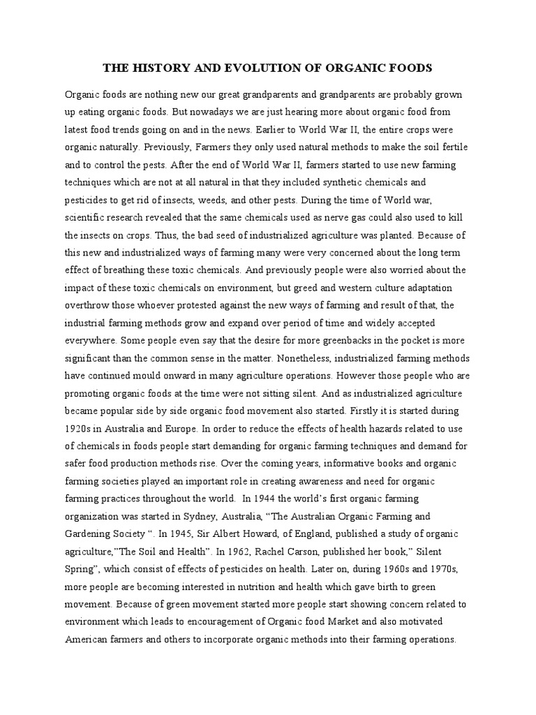 The History and Evolution of Organic Foods | PDF | Organic Farming ...