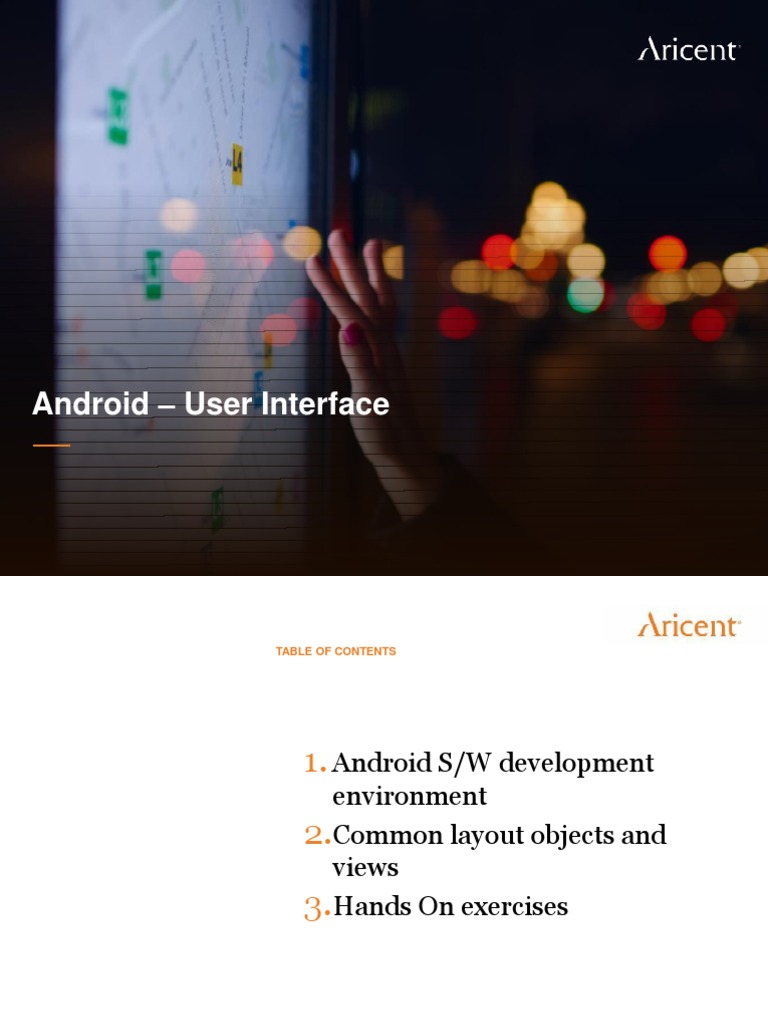 Android UI - PPT | PDF | Android (Operating System) | Menu (Computing)