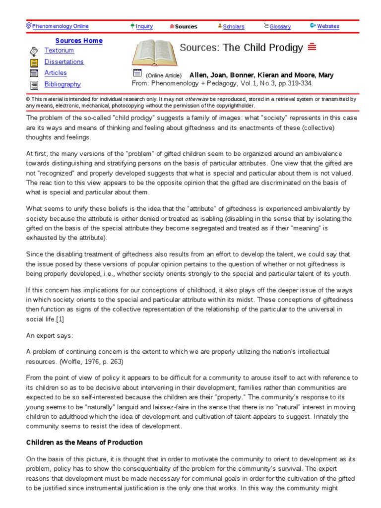 On Child Prodigy | Intellectual Giftedness | Social Stigma