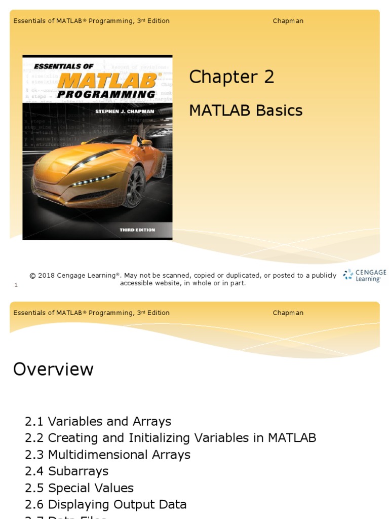 MATLAB Basics: Essentials of MATLAB Programming, 3 Edition Chapman ...