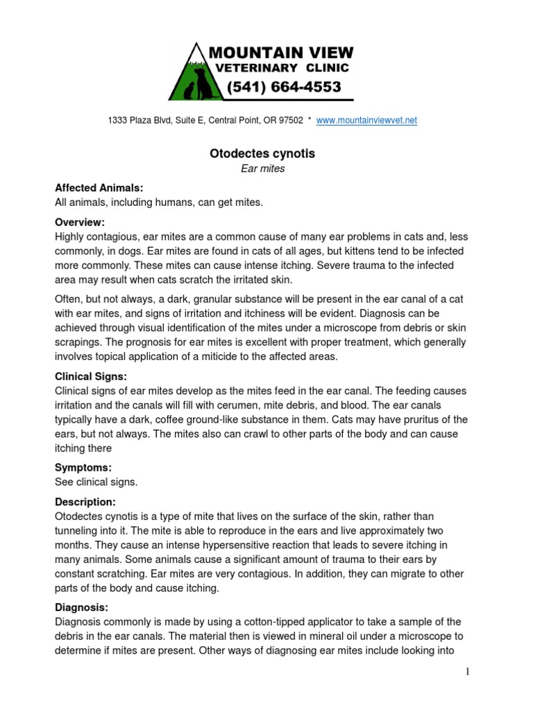 Otodectes Cynotis: Affected Animals | PDF | Herding Dogs | Infection