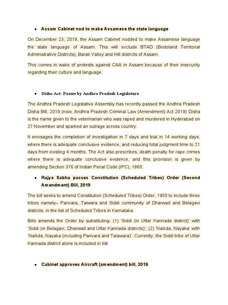 Current Legal GK | PDF | Government Of India | Bill (Law)