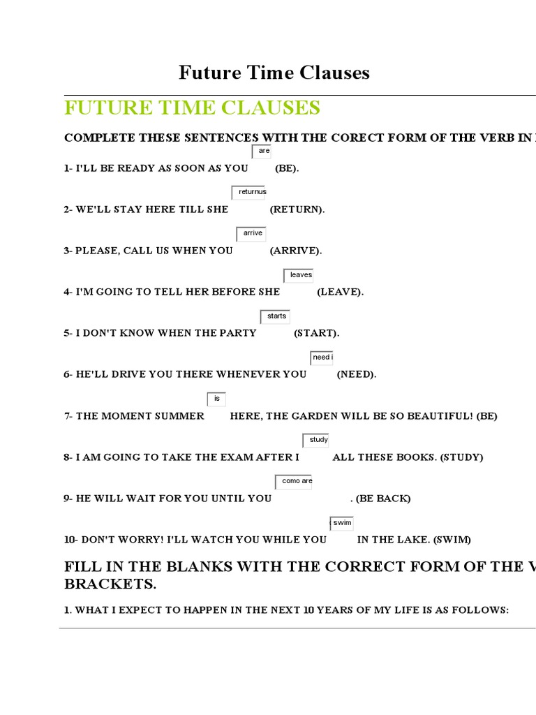 Future Time Clauses | PDF