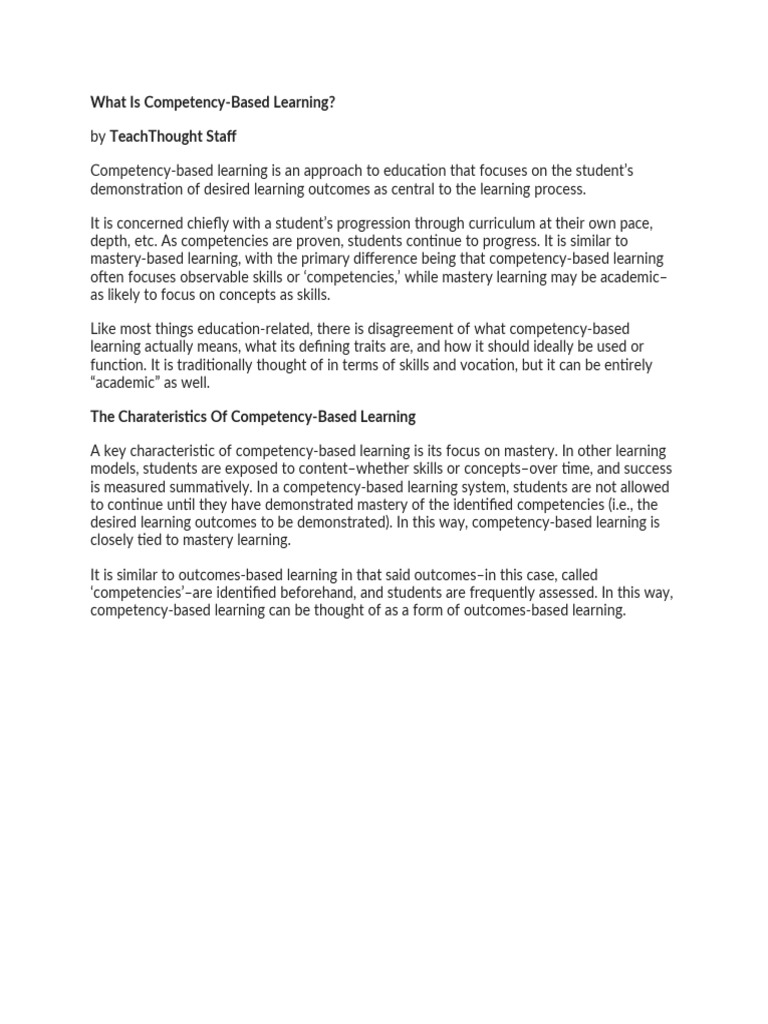 What Is Competency-Based Learning? | PDF
