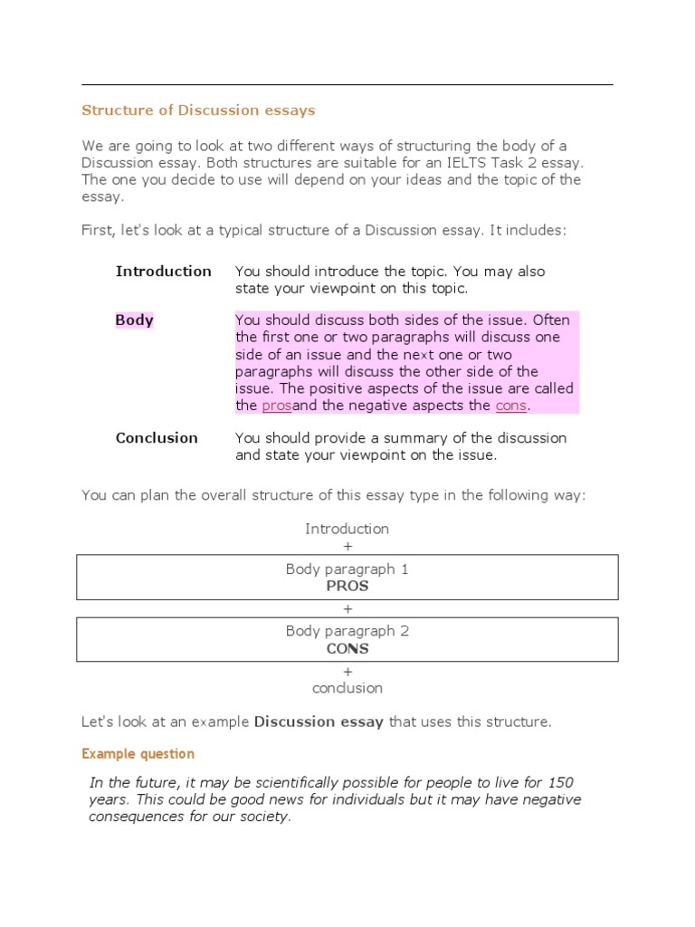Structure of Discussion Essays: Pros Cons | PDF | Human Overpopulation ...