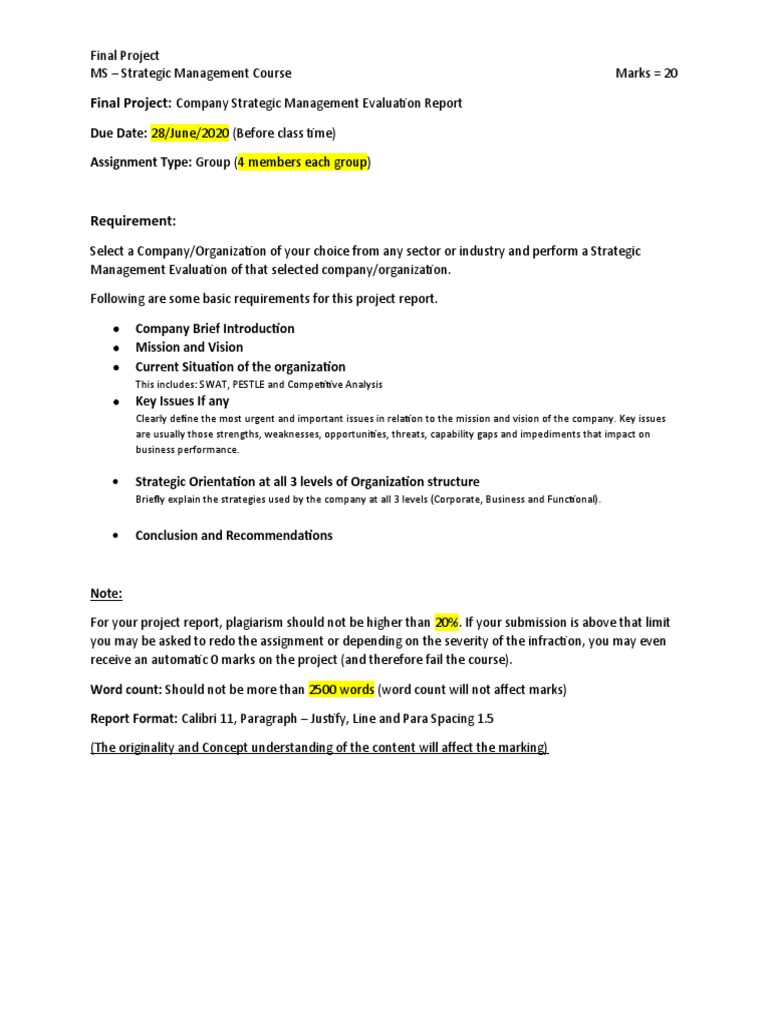 Final Project:: Due Date: 28/june/2020 (Before Class Time) Assignment ...