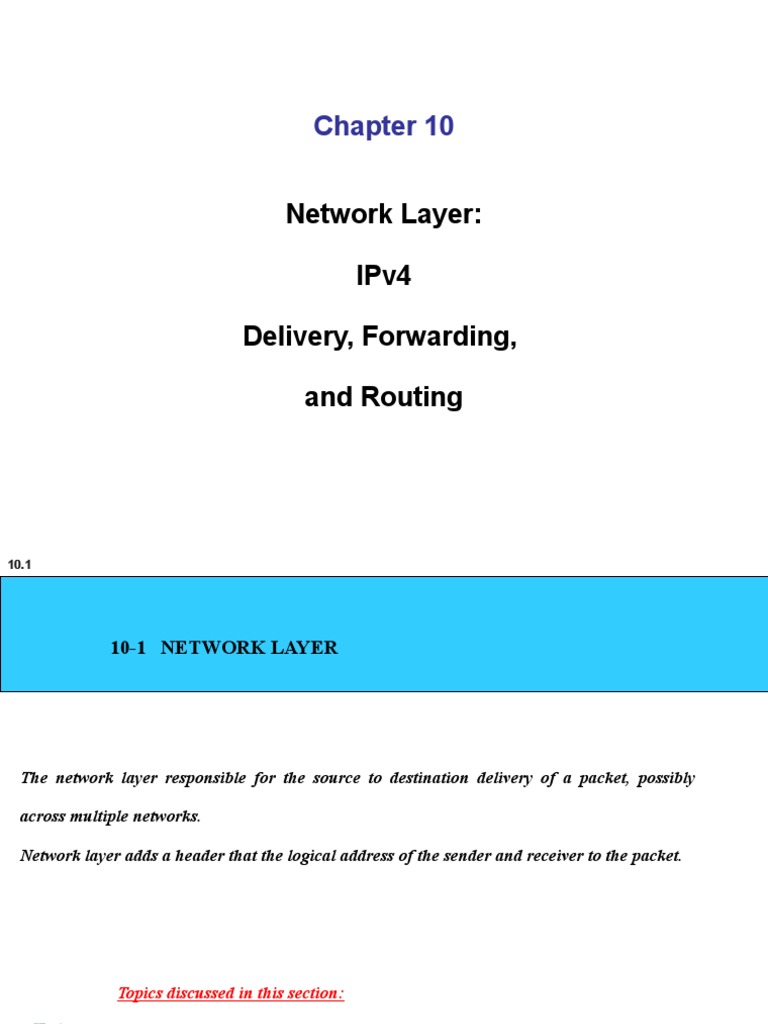 Network Layer: Ipv4 Delivery, Forwarding, and Routing | PDF | Routing ...