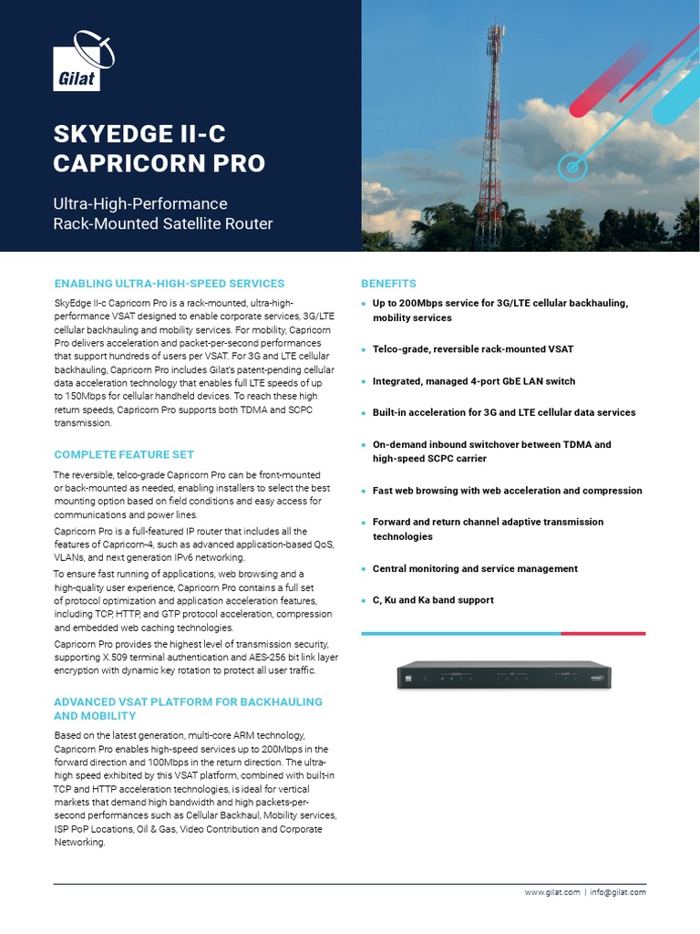 Gilat Product Sheet SkyEdge II C Capricorn Pro PDF | PDF | Computer ...