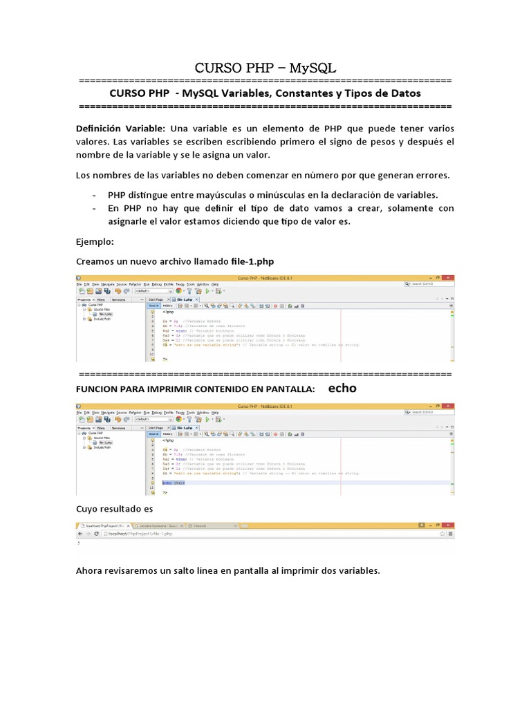 CURSO PHP - MySQL | PDF | Php | Estructura de datos de matriz