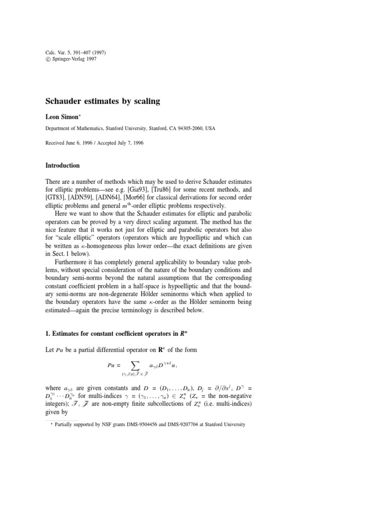 Scaling Approach to Schauder Estimates | PDF | Partial Differential ...