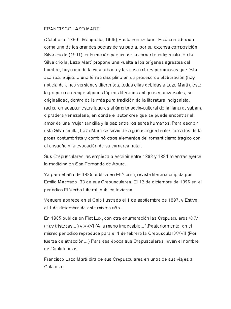 Biografía de Francisco Lazo Martí | PDF