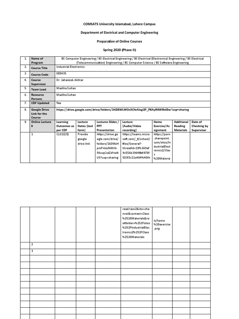 COMSATS University Islamabad, Lahore Campus Department of Electrical and Computer Engineering ...