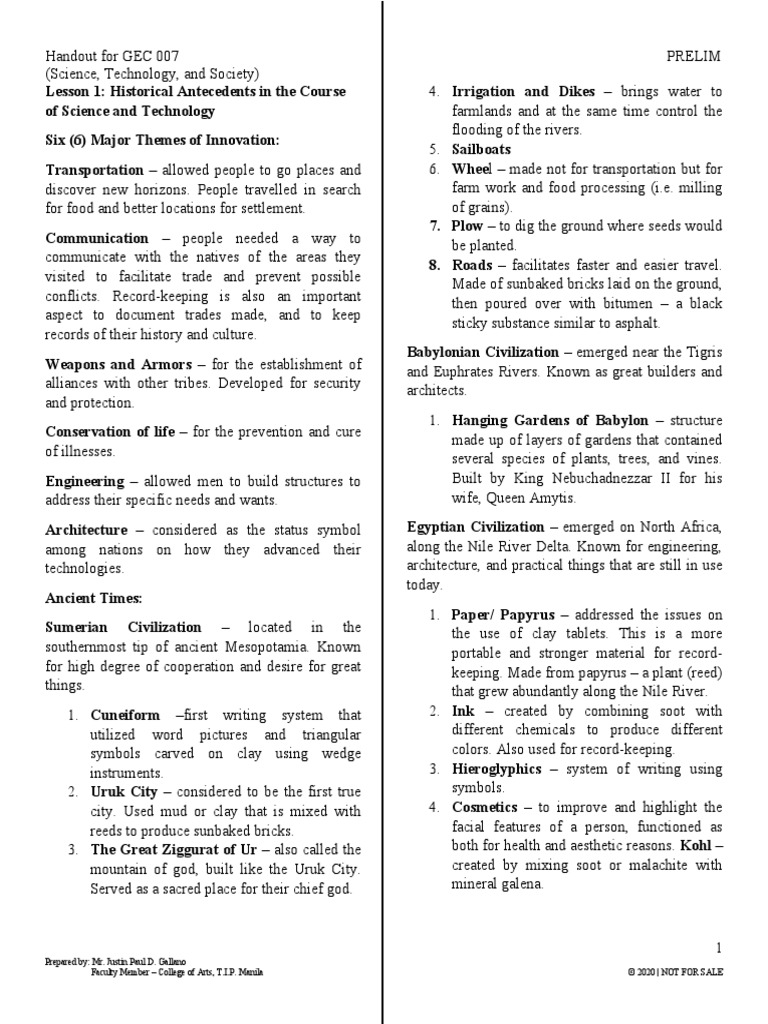 STS Prelim Handout (Modules 1 To 3) | PDF | Science | Science And Technology