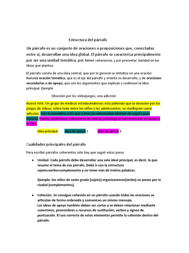 Guía de Estructura de Párrafos | PDF | Oración (Lingüística) | Párrafo