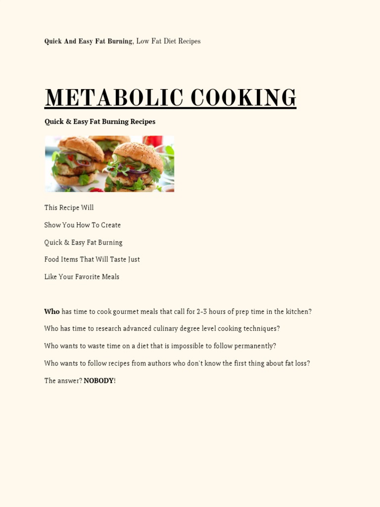 E-Book - Metabolic Cooking PDF | PDF | Recipe | Culinary Arts