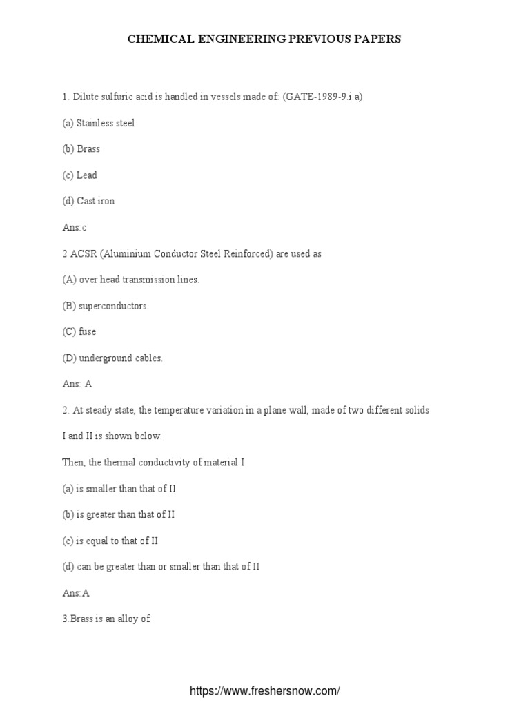 Chemical Engineering Model Papers | PDF | Polymerization | Copolymer
