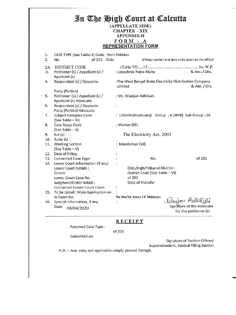 Writ Petition Electricity | PDF | Writ | Complaint