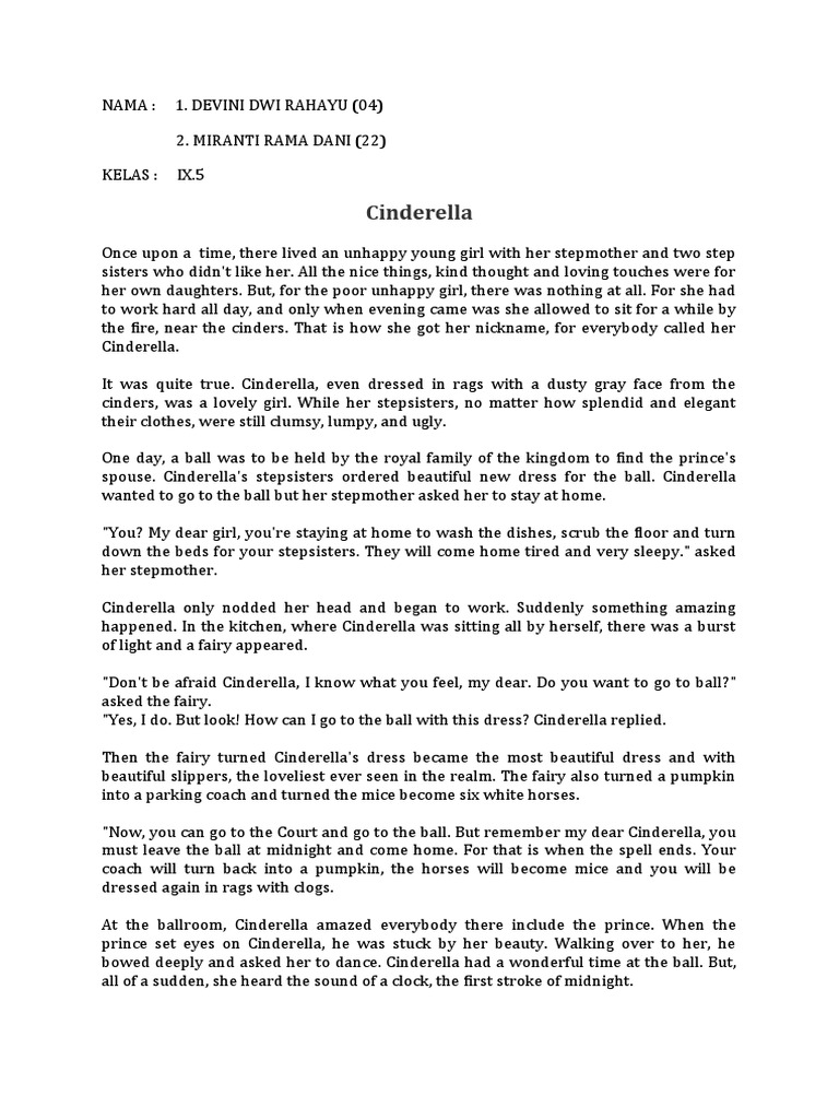 Narrative Text. Cinderella | PDF | European Folklore | French Children's Books