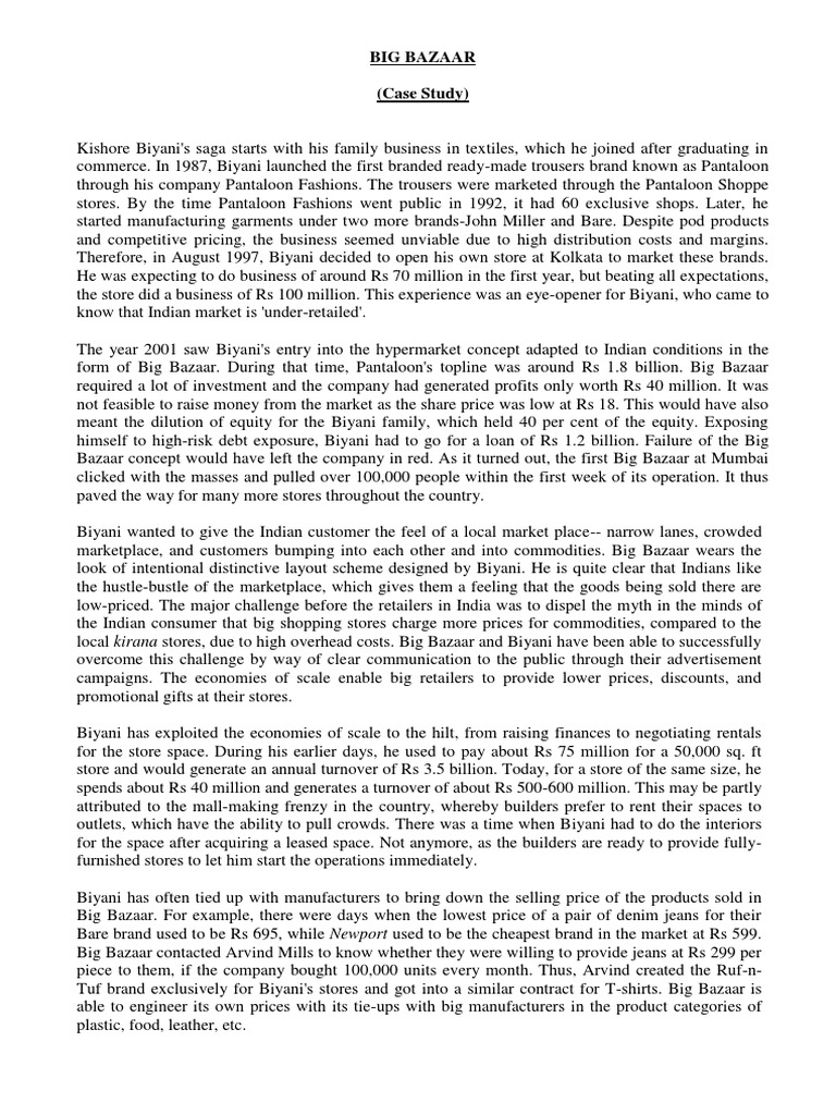 Big Bazaar Case Study | PDF | Retail | Business