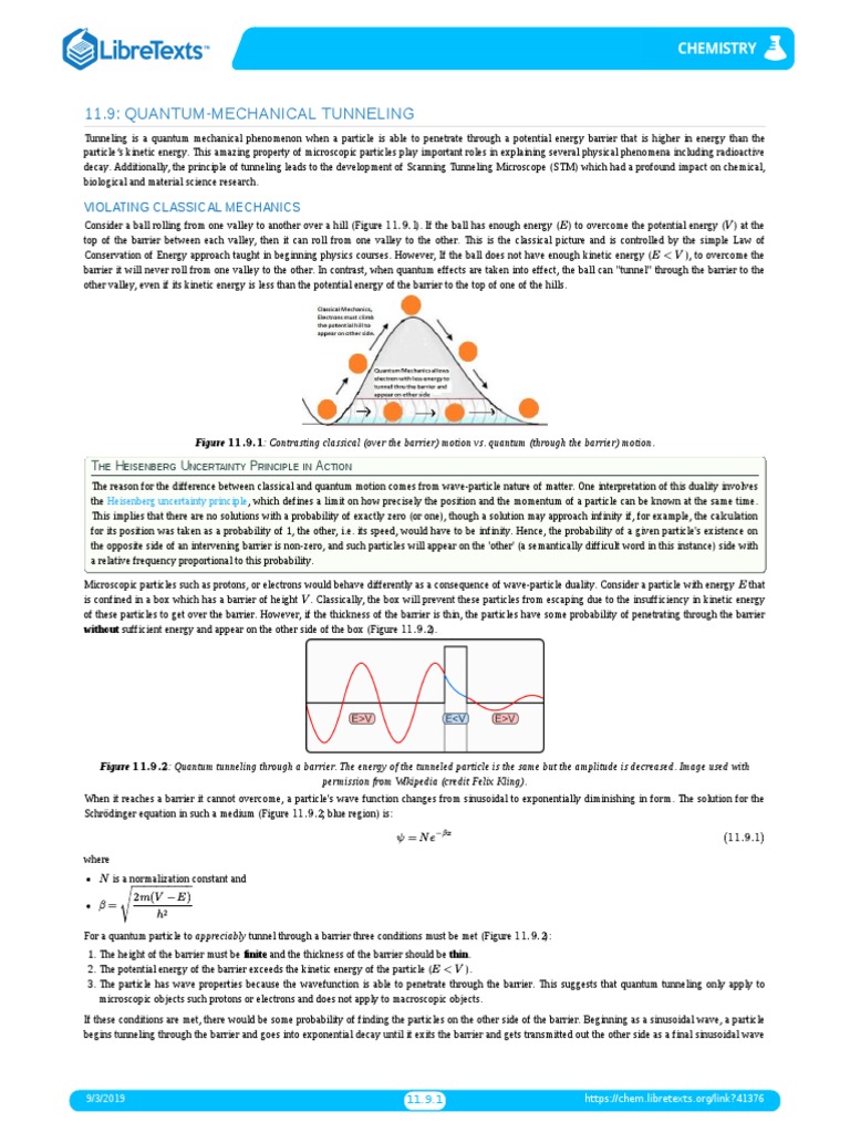 11.9: Quantum-Mechanical Tunneling: Violating Classical Mechanics | PDF | Quantum Tunnelling ...