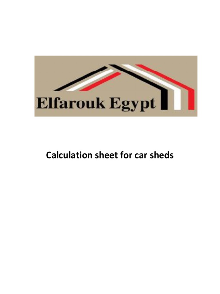 Calculation Sheet For Car Shed PDF | PDF