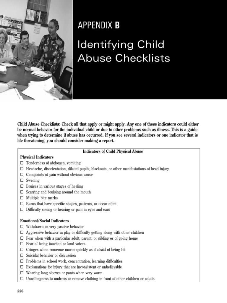 Identifying Child Abuse Checklist | PDF | Child Abuse | Fear Identifying Child Abuse Checklist | PDF | Child Abuse | Fear