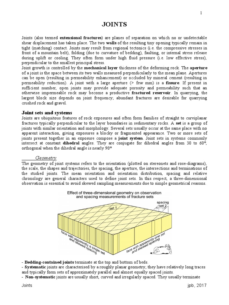 Joints: Joint Sets and Systems | PDF | Stress (Mechanics) | Fracture ...