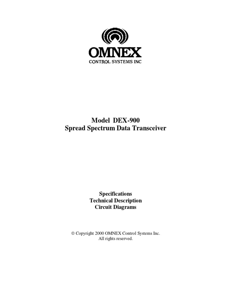 Model DEX-900 Spread Spectrum Data Transceiver: Specifications ...