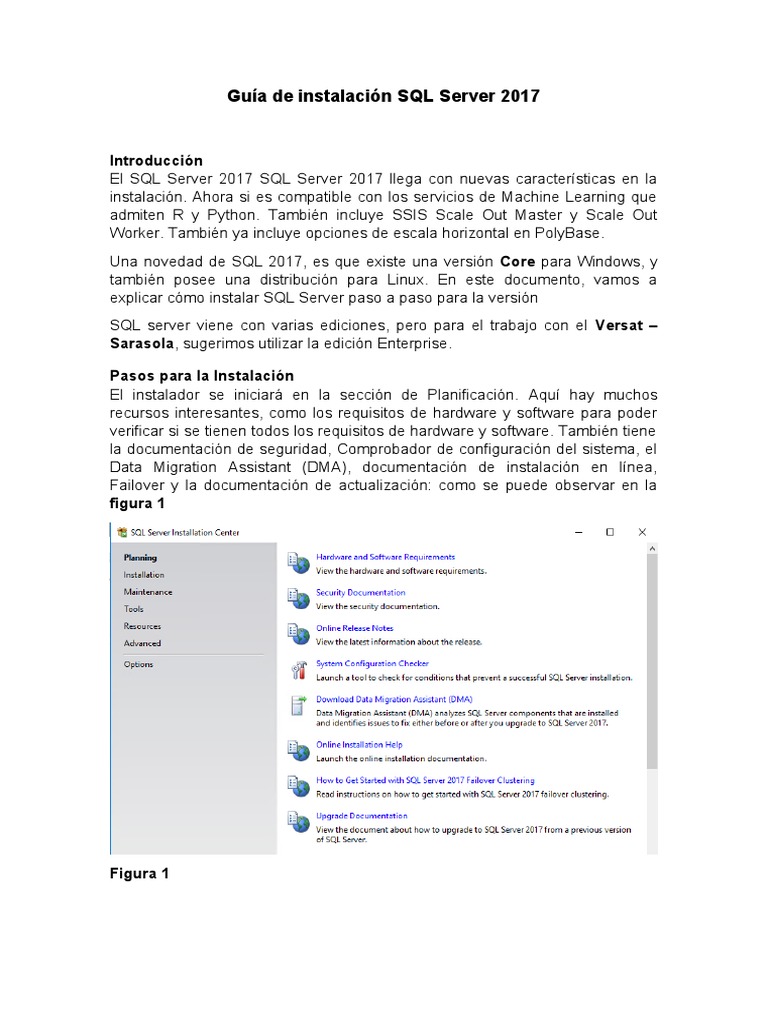 Guía de Instalación SQL Server 2017 | PDF | Servidor SQL de Microsoft | SQL