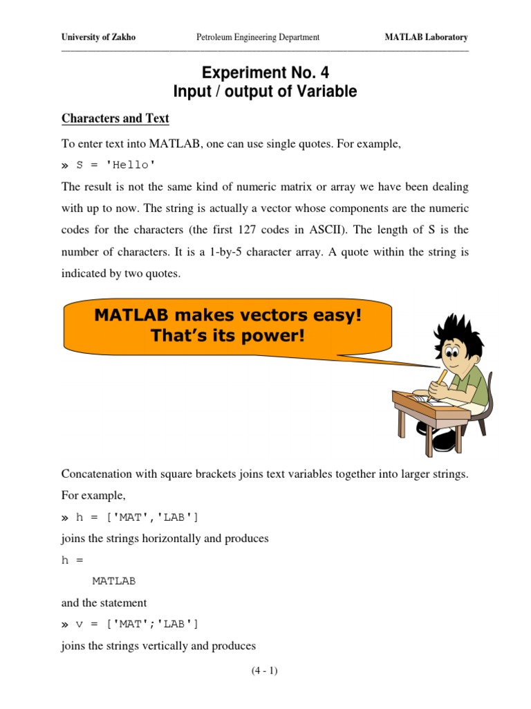 Experiment No 4 Input Output Of Variable Characters And Text Pdf